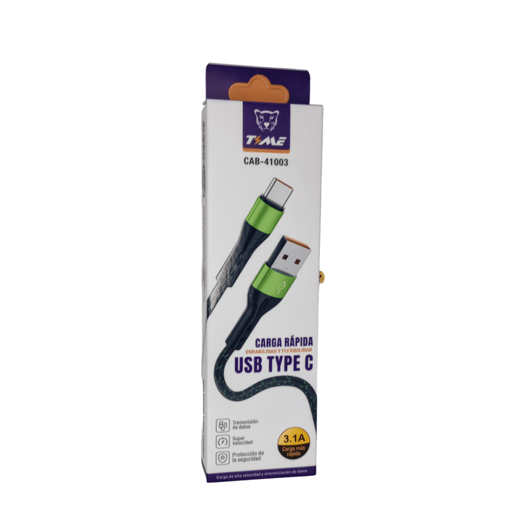 CABLE DE DATOS TIPO C 3.1A CORDON REFORZADO CAB-41003 TIME - OKEY