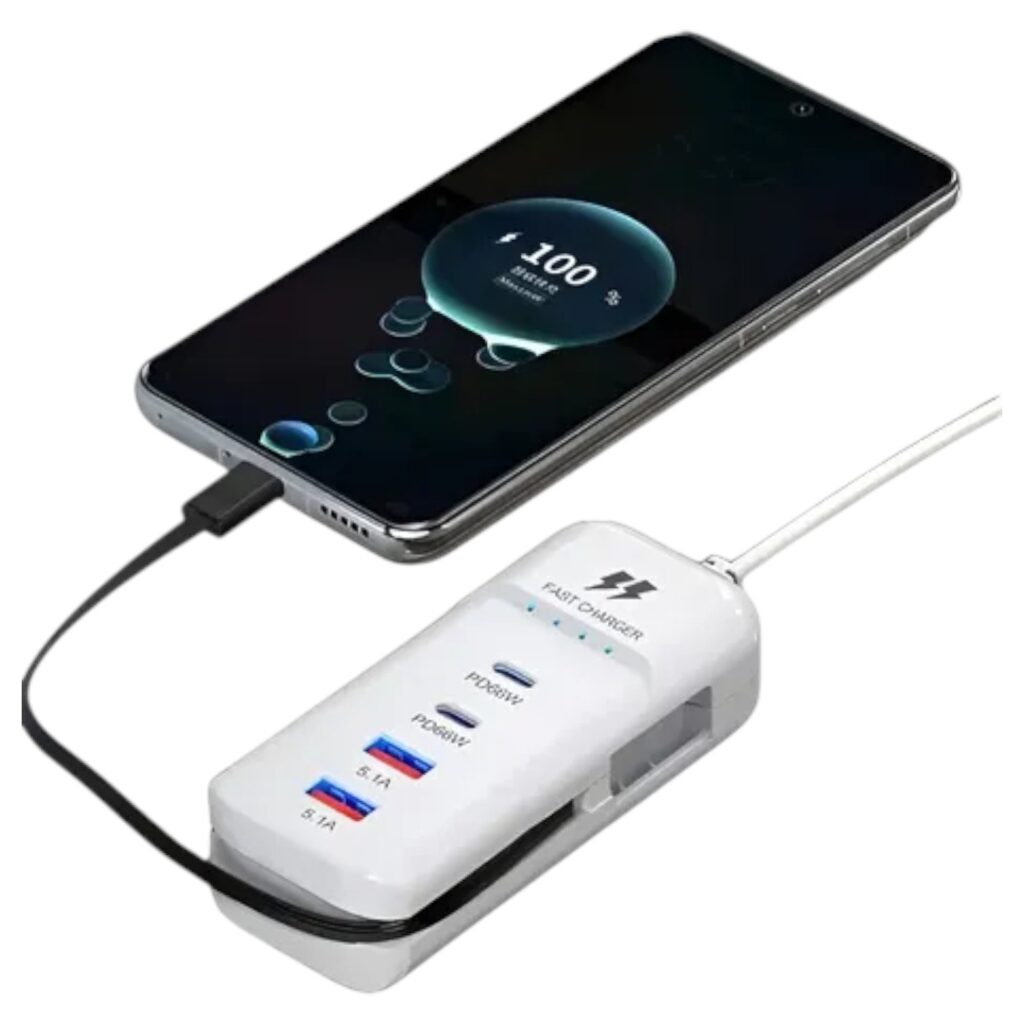 ZAPATILLA RACK CHARGER 66W 2 USB + 1 TIPO C 5.1A - OKEY